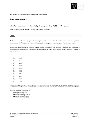 COS10008 TP12022 Week9 Lab Activity 1 - ©Copyright: 2021 Swinburne University of Technology ...