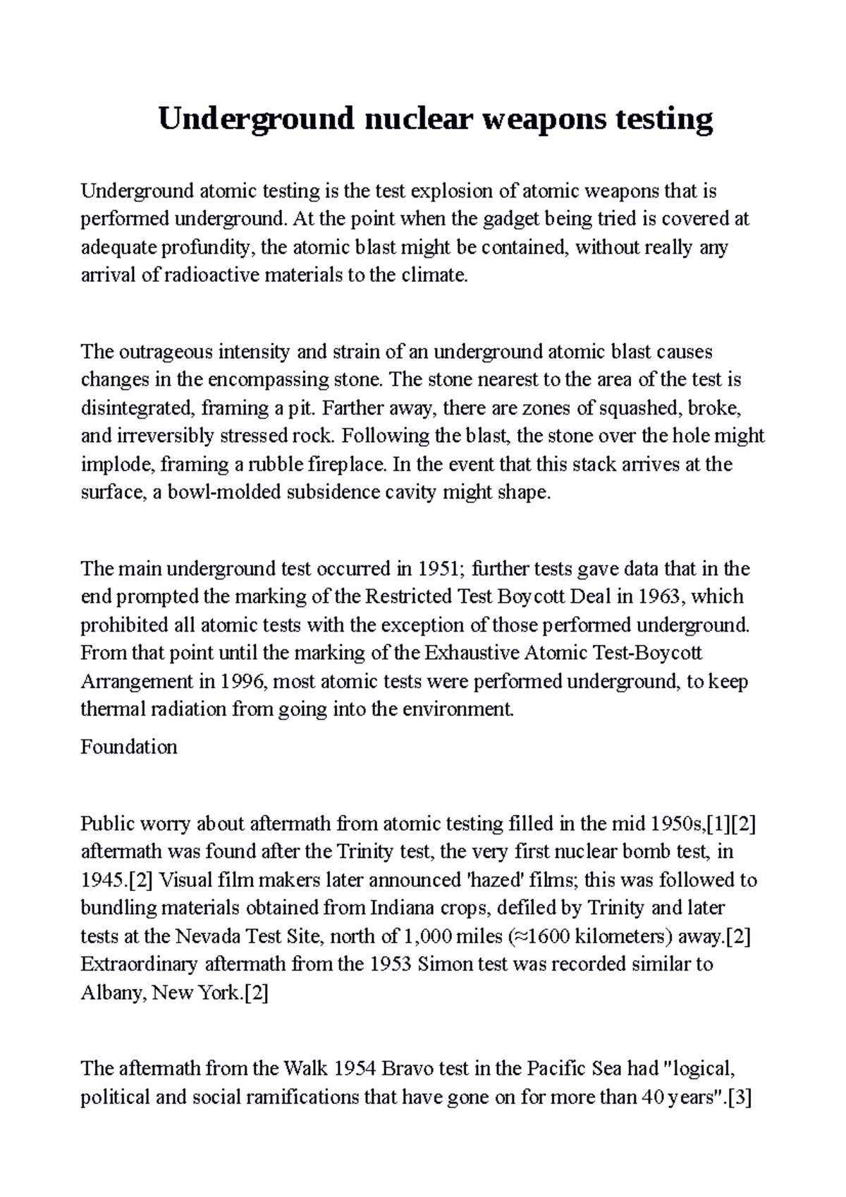 Underground nuclear weapons testing - Underground nuclear weapons ...
