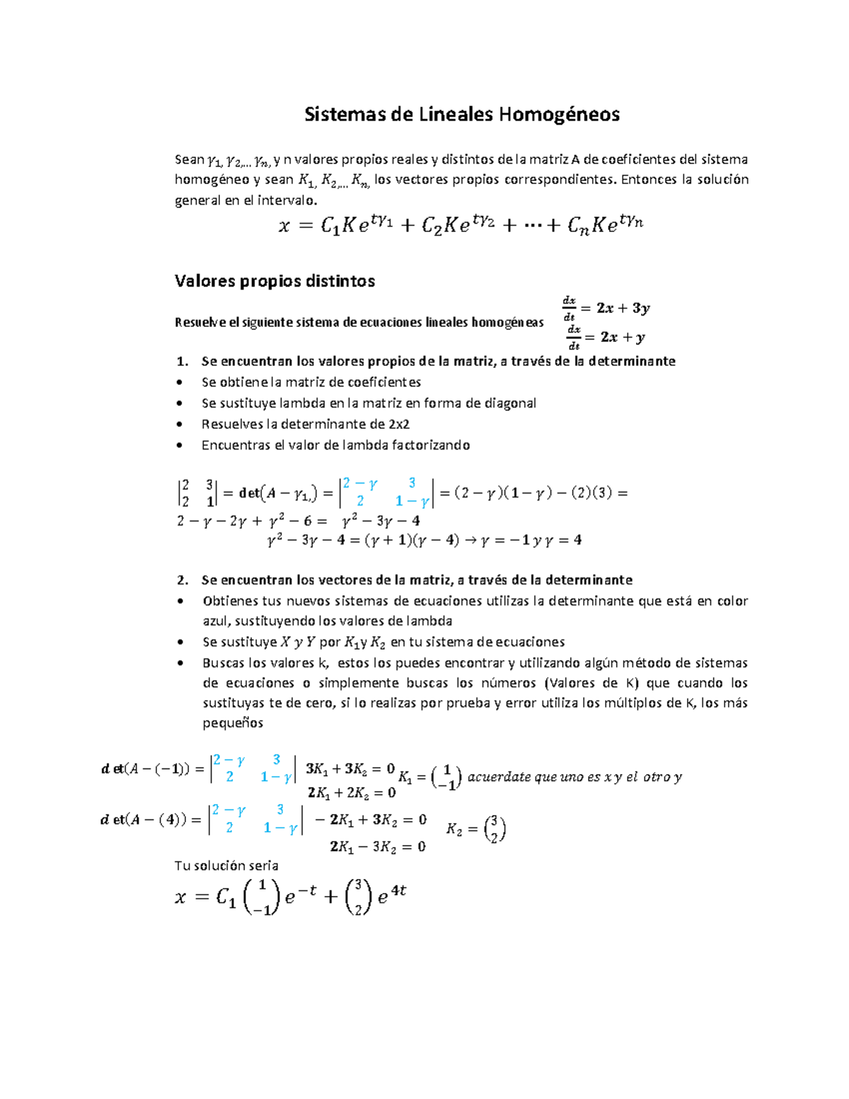S.E.D.L Homogéneos 125907 - Sistemas de Lineales HomogÈneos Sean 𝛾1, 𝛾2 ...