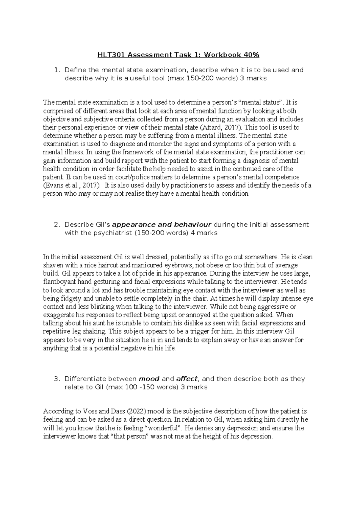 TASK 2 MSE Workbook - HLT301 Assessment Task 1: Workbook 40% 1. Define ...