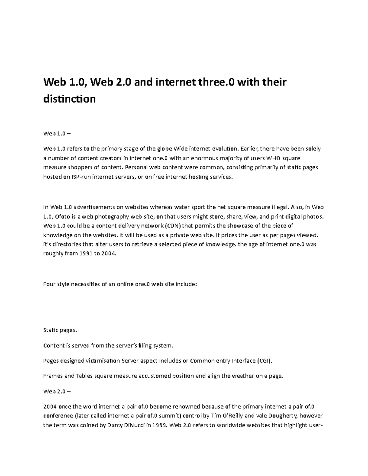 Web 1.0, Web 2.0 and internet three.0 with their distinction - Web 1 ...
