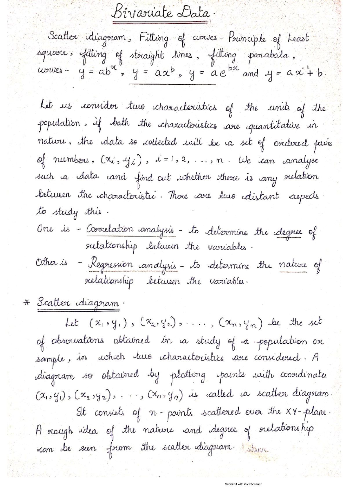 Bivariate and fitting - It's Letcher notes - Bsc Statistics - Studocu