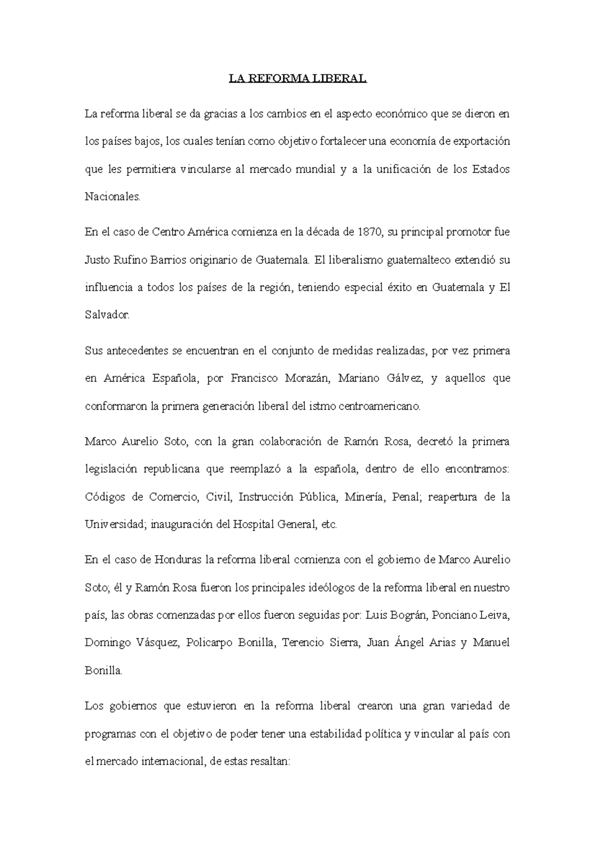 LA Reforma Liberal - .... - LA REFORMA LIBERAL La reforma liberal se da ...