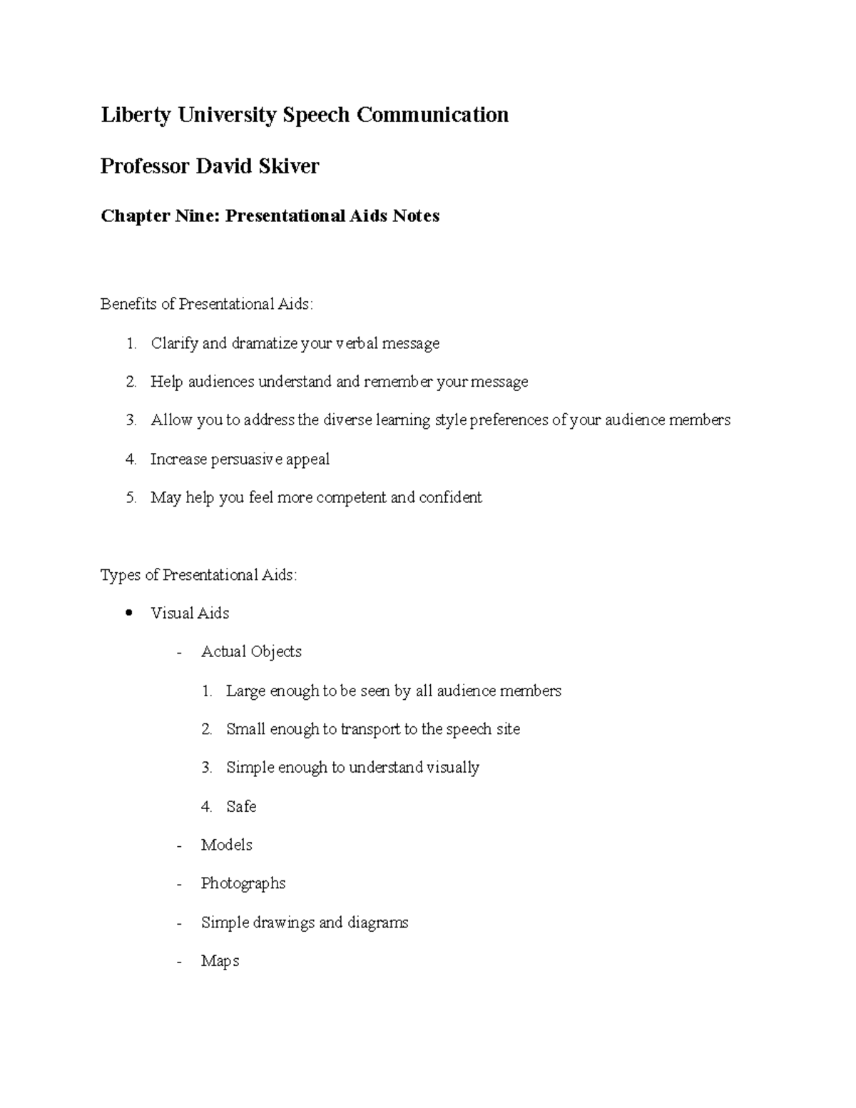 Speech Communication Chapter Nine Notes - Liberty University Speech ...