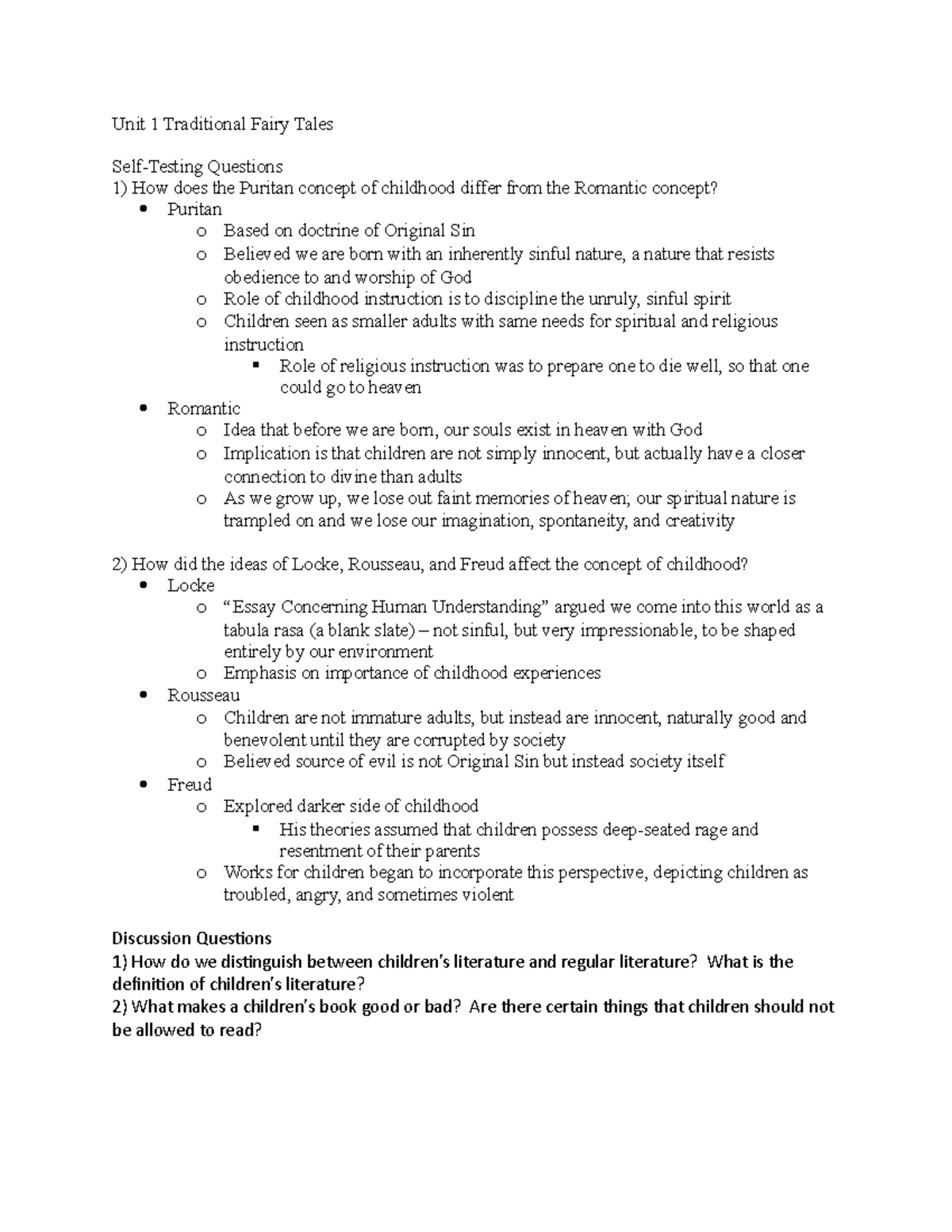 Unit 1 Traditional Fairy Tales (questions) - Unit 1 Traditional Fairy ...
