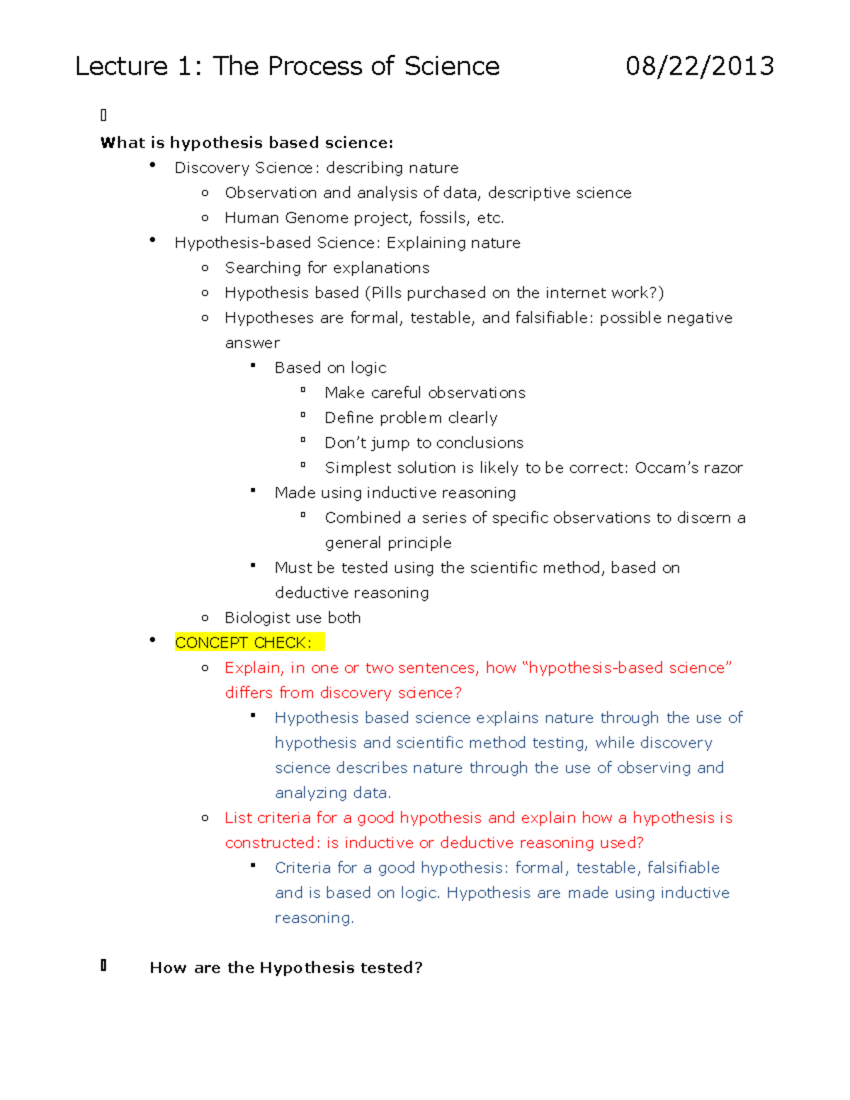 Lecture 1-The Process of Science - Lecture 1: The Process of Science 08 ...