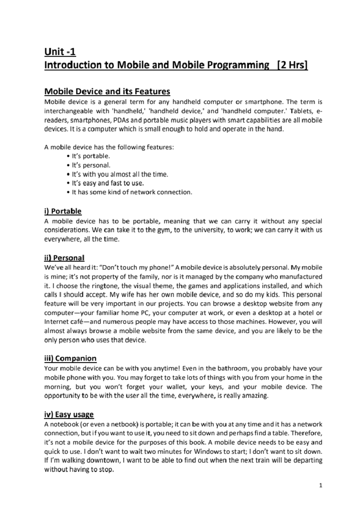 UNIT-1- Introduction TO Mobile AND Mobile Programming - Unit Introduction to Mobile and Mobile ...