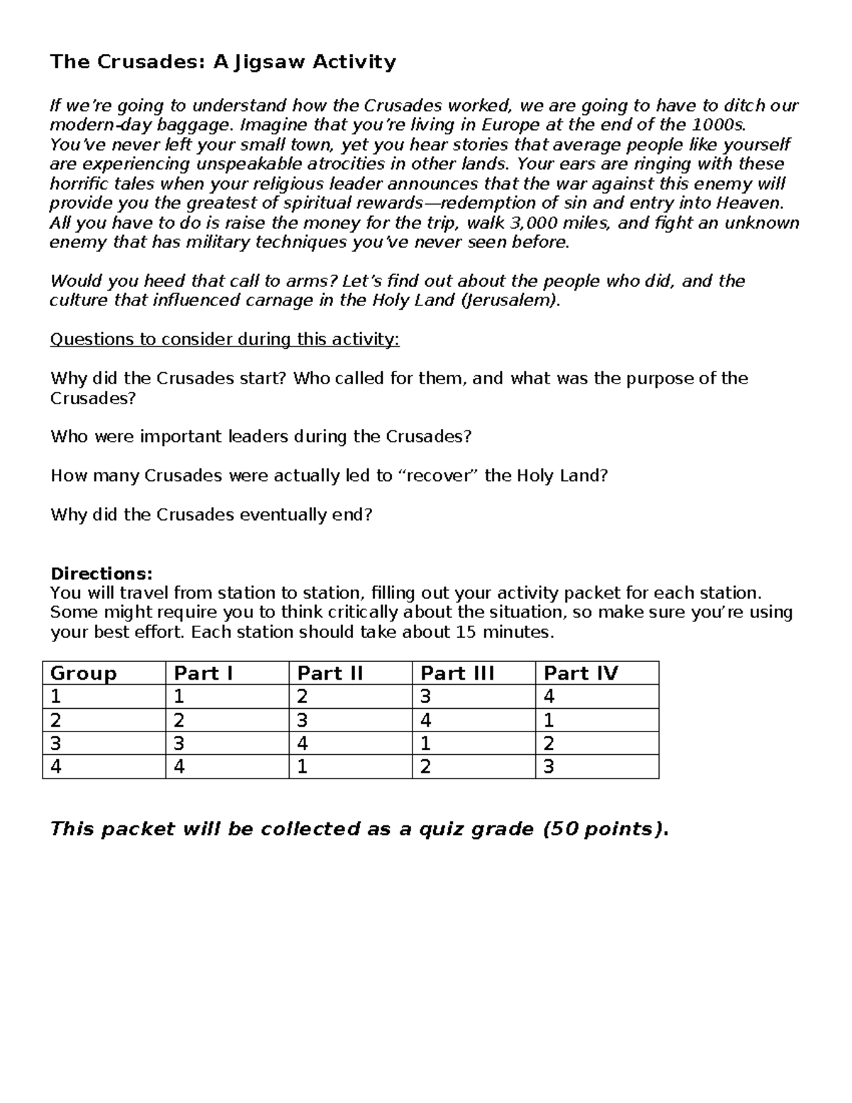Crusadesstations - They are just stations - The Crusades: A Jigsaw ...