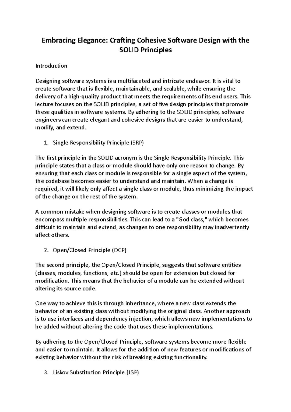 Embracing Elegance- Crafting Cohesive Software Design with the Solid ...