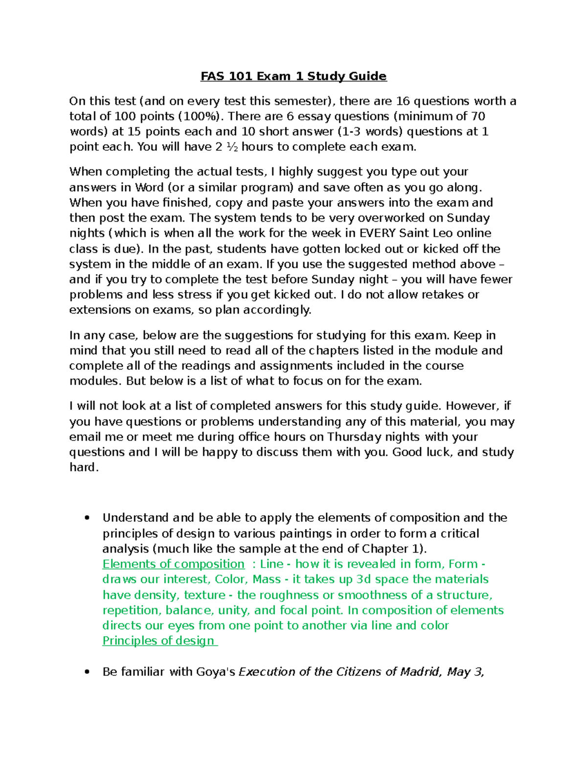 FAS 101 Exam 1 Study Guide - FAS 101 Exam 1 Study Guide On this test ...