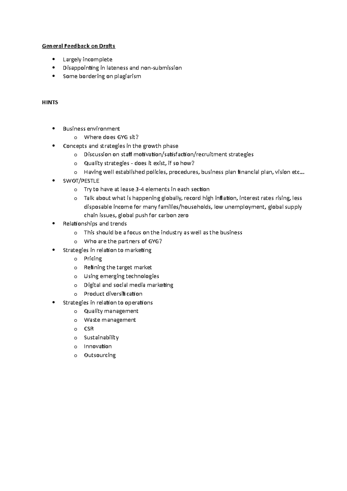 General Feedback on Drafts (Auto Recovered) - General Feedback on ...