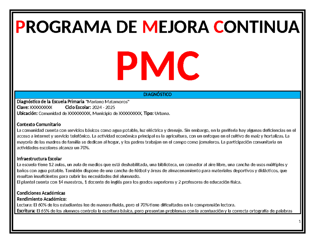 PMC2024-2025ME - programa de mejora continua 2024-2025 - PROGRAMA DE ...