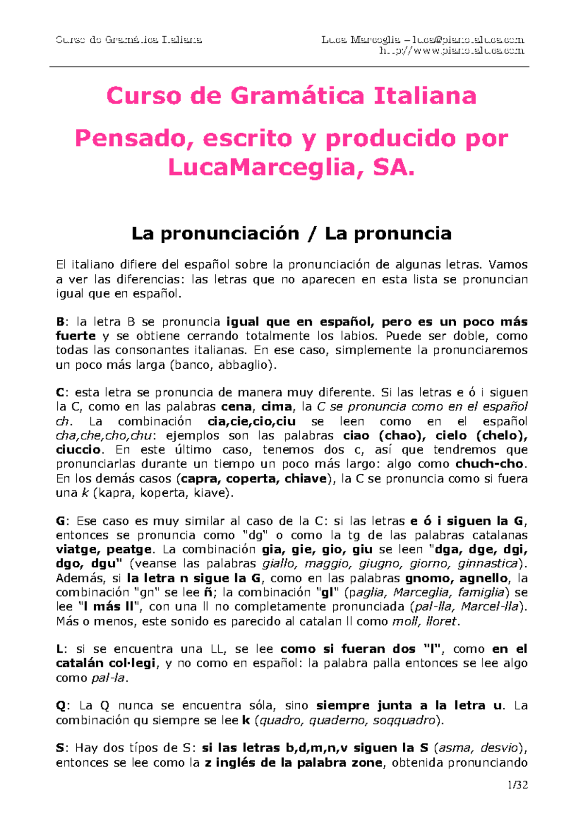 Gramita - Gramatica italiana - KWWS ZZZ SLDQHWDOXFD FRP &XUVR GH ...