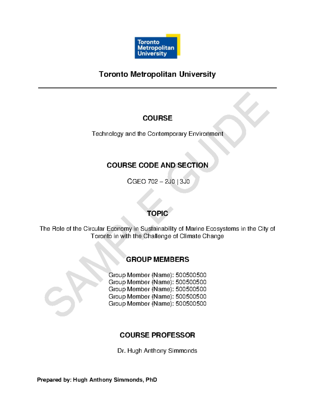 C GEO 702 Summary Narrative - Sample Guide.Winter 2024 - Toronto ...