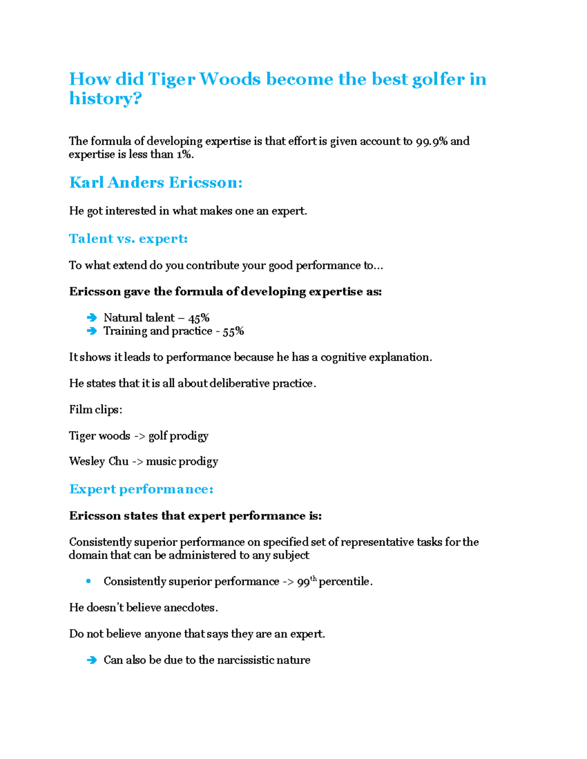 Week 4 Lecture 7 - How did Tiger Woods become the best golfer in ...