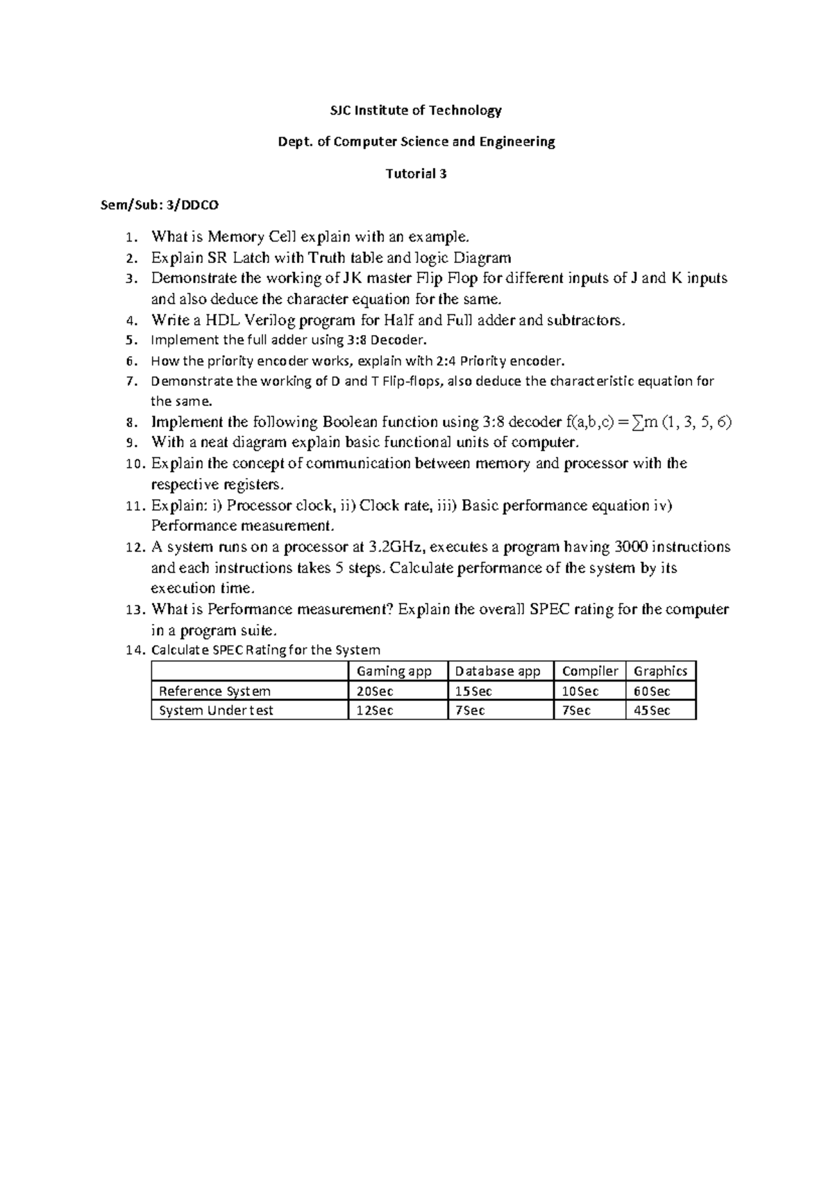 DDCO Tut 2 copy - SJC Institute of Technology Dept. of Computer Science ...
