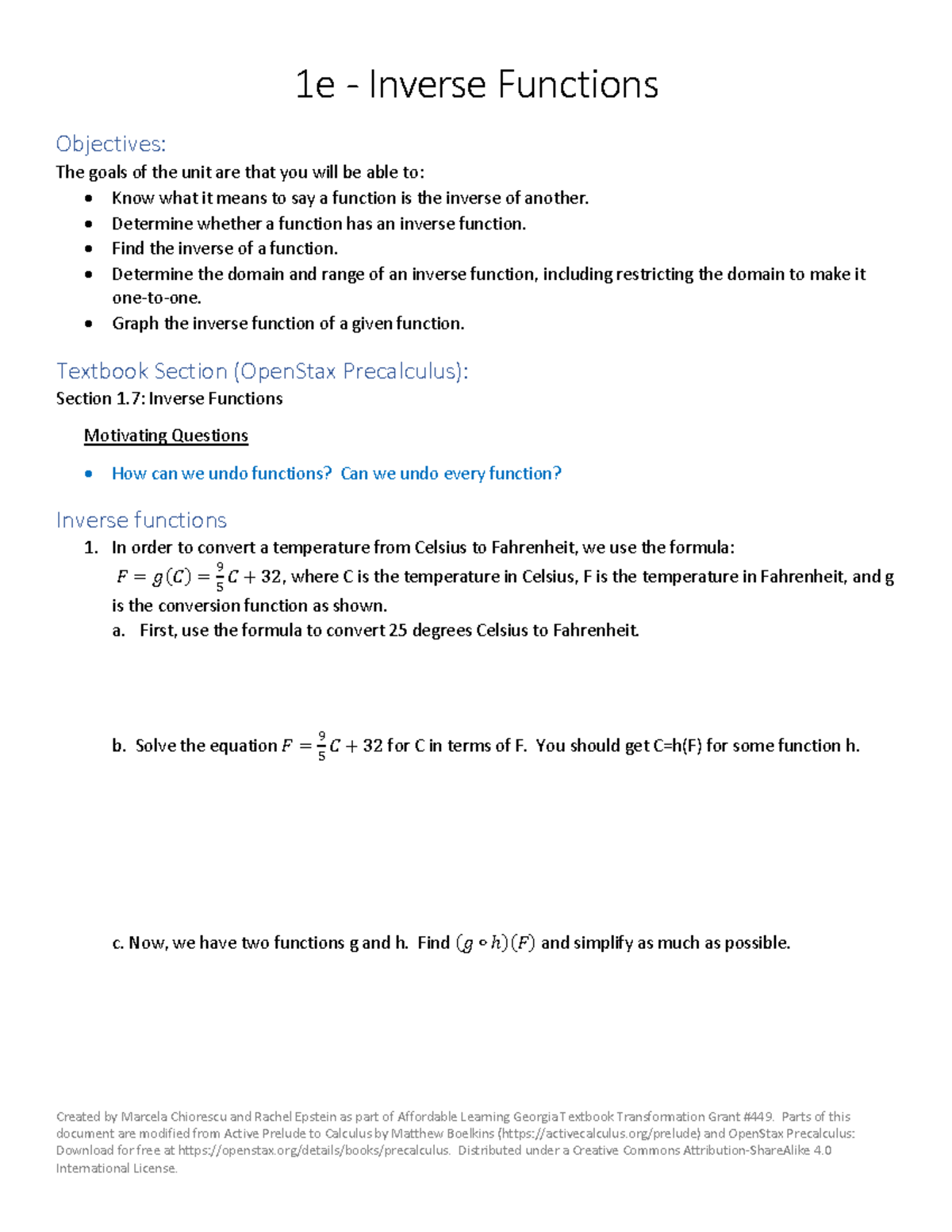 1e - Inverse functions - Created by Marcela Chiorescu and Rachel ...