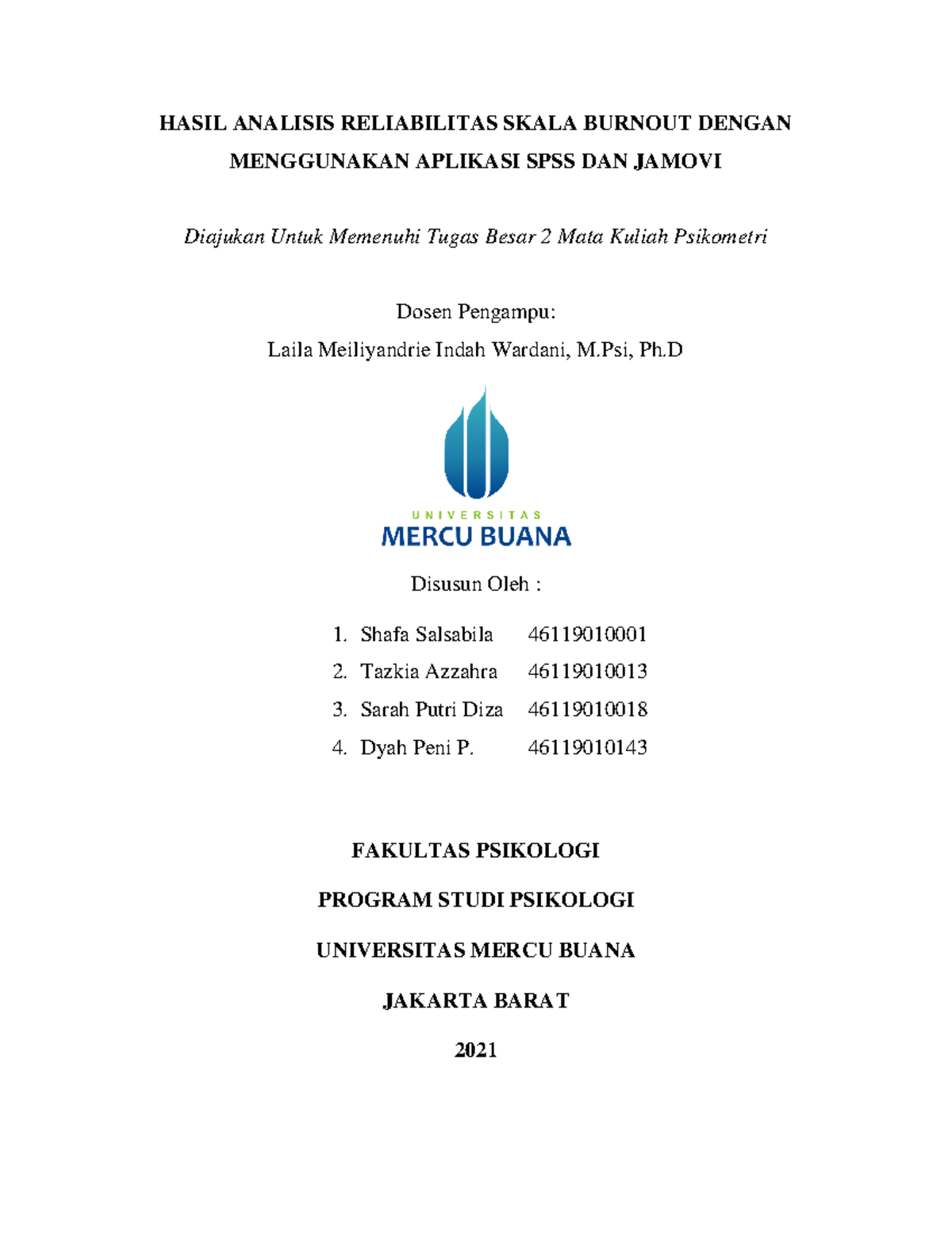 Reliabilitas SPSS DAN Jamovi - HASIL ANALISIS RELIABILITAS SKALA ...
