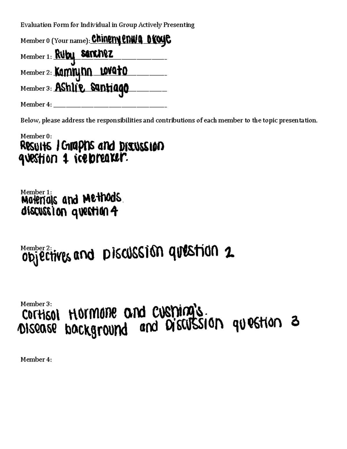 Evaluation Form Individual Evaluating Group Members - - Studocu