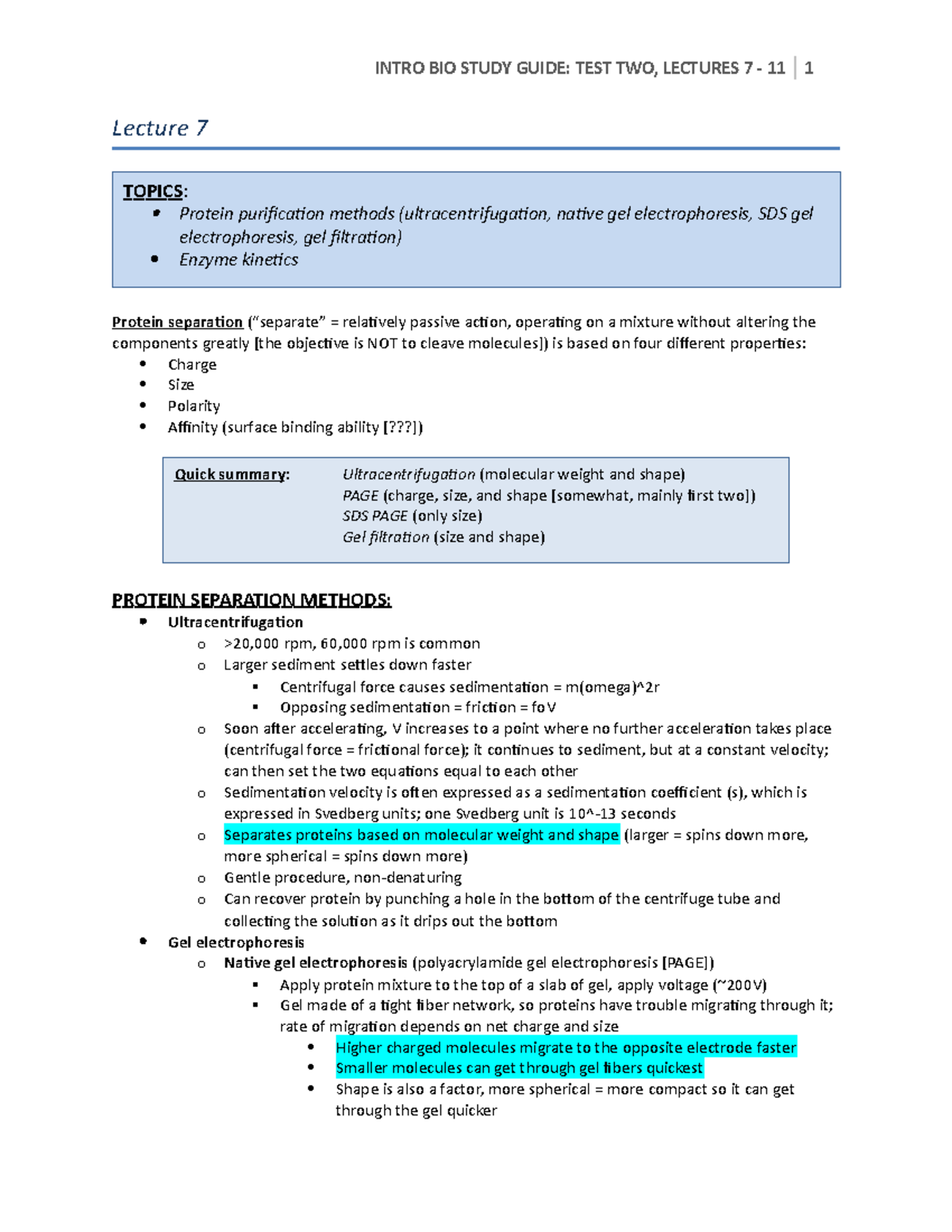 Test2StudyGuide - INTRO BIO STUDY GUIDE: TEST TWO, LECTURES 7 11 1 ...