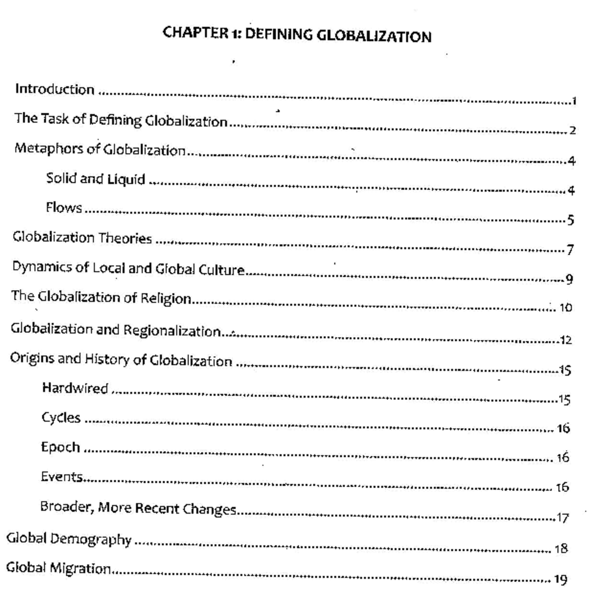 LESSON MATERIAL - CHAPTER 1: DEFINING GLOBALIZATION Introduction 1 The Task of Defining - Studocu