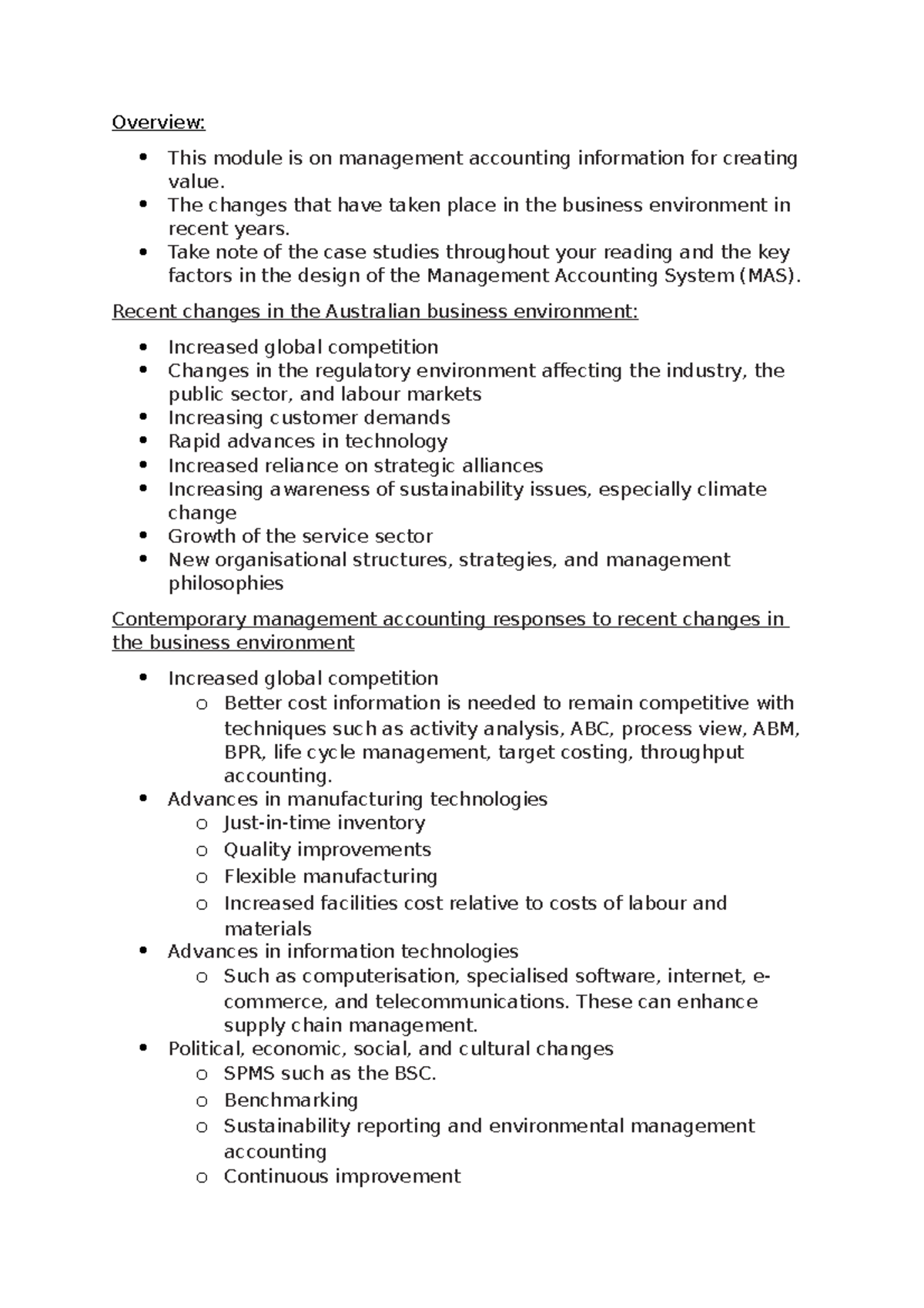 Module 1 Notes - CMA - Overview: This module is on management ...