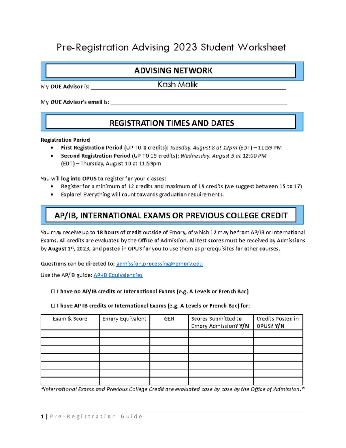 PRA Worksheet 2023 - qqqqqq - Pre-Registration Advising 2023 Student ...