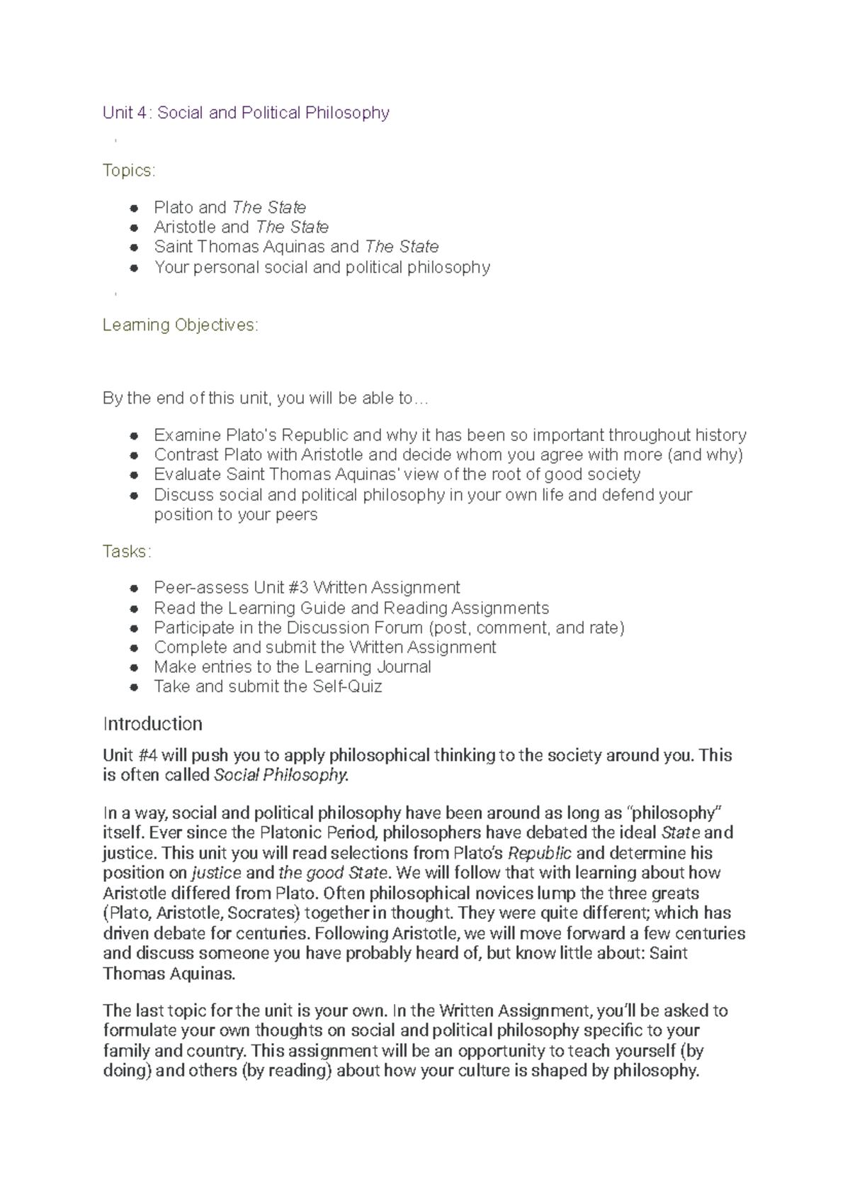 Unit 4 Social and Political Philosophy - Unit 4: Social and Political ...