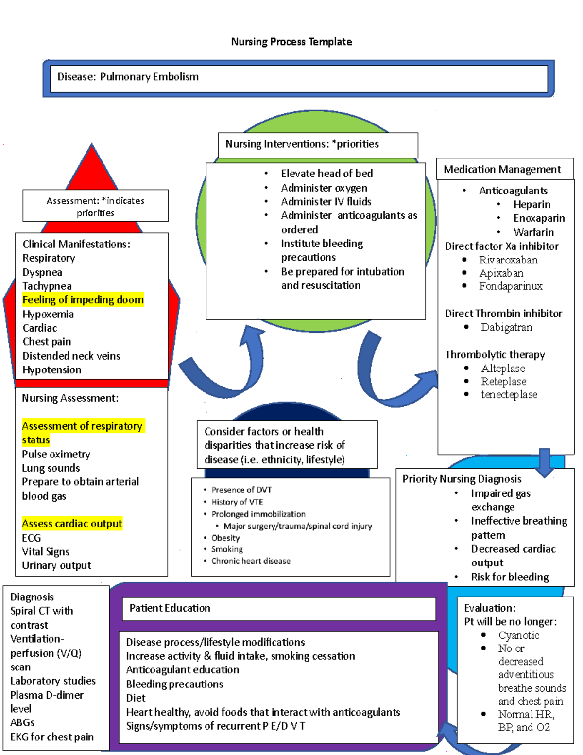 Nursing Process Template- Pulmonary Embolism - Nursing Process Template ...