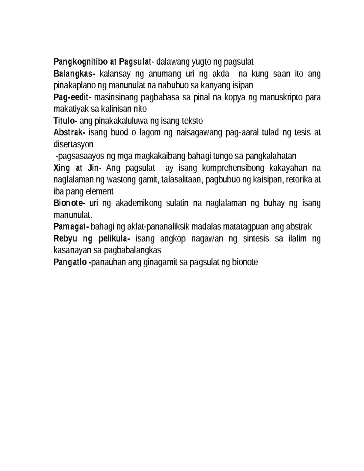 Reviewer - Pangkognitibo at Pagsulat- dalawang yugto ng pagsulat ...