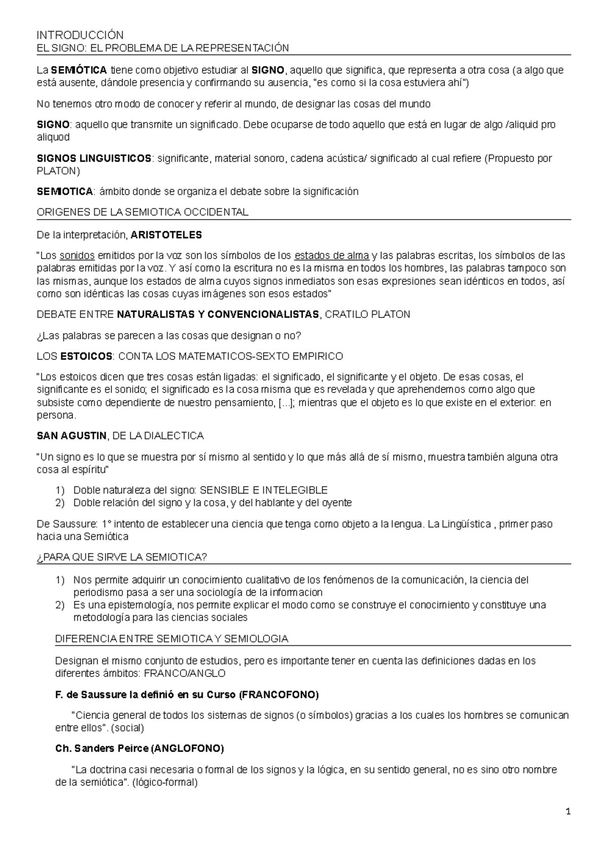Resumen Introduccion a la Semiotica 2024 - INTRODUCCIÓN EL SIGNO: EL ...