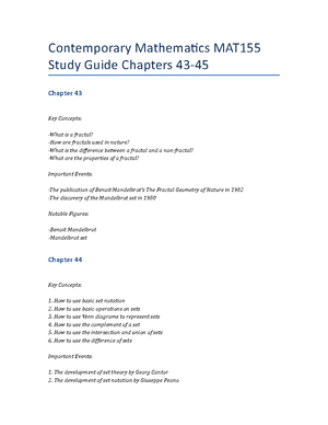 Contemporary Mathematics MAT155 Study Guide Chapters 52-54 ...