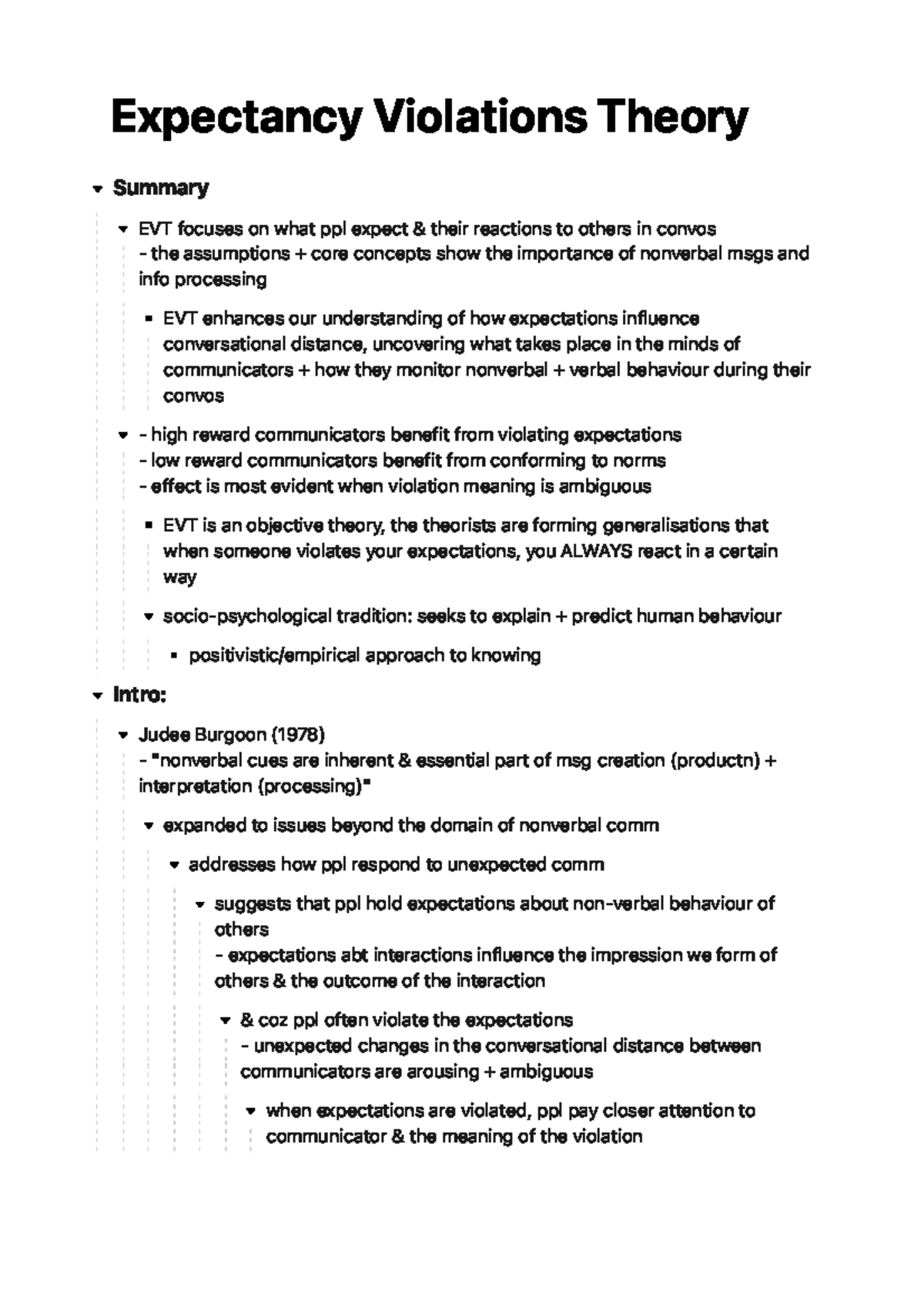 Expectancy Violations Theory outline (EVT) - Expectancy Violations ...