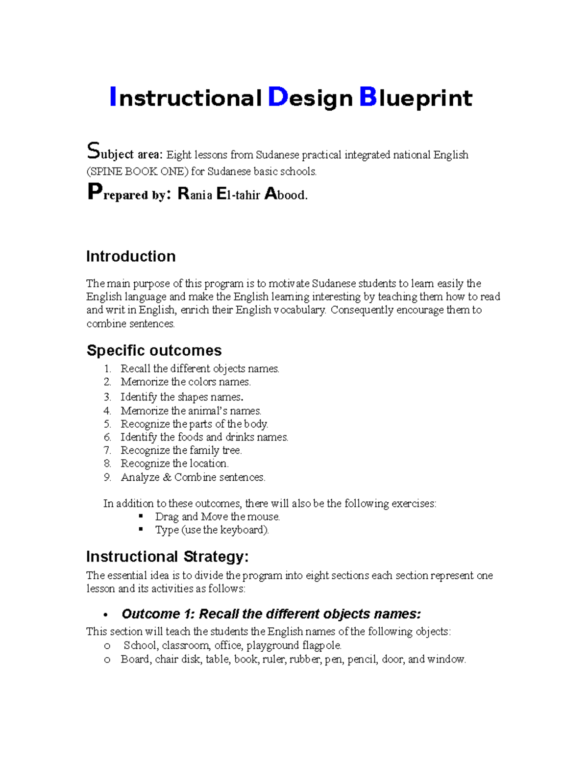 Blue print - in education faculty - Instructional Design Blueprint ...