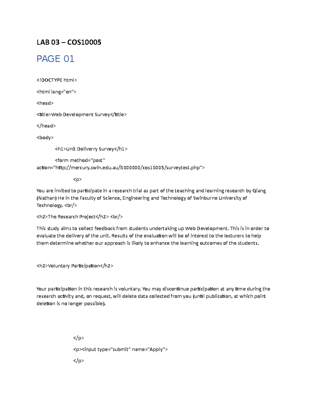 Lab 03 Cos10005 - LAB 03 – COS PAGE 01 - Studocu