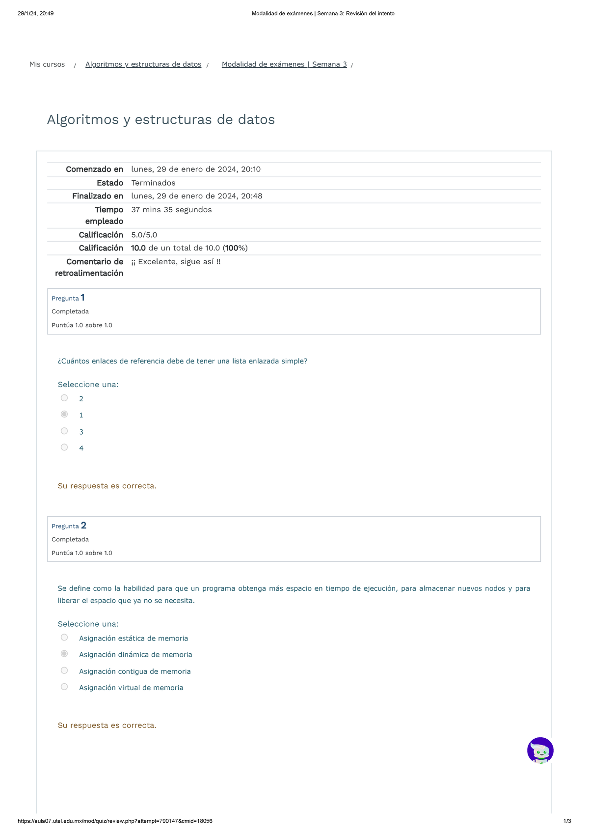 Algoritmos Y Estructuras De Datos 29124 2049 Modalidad De Exámenes Semana 3 Revisión