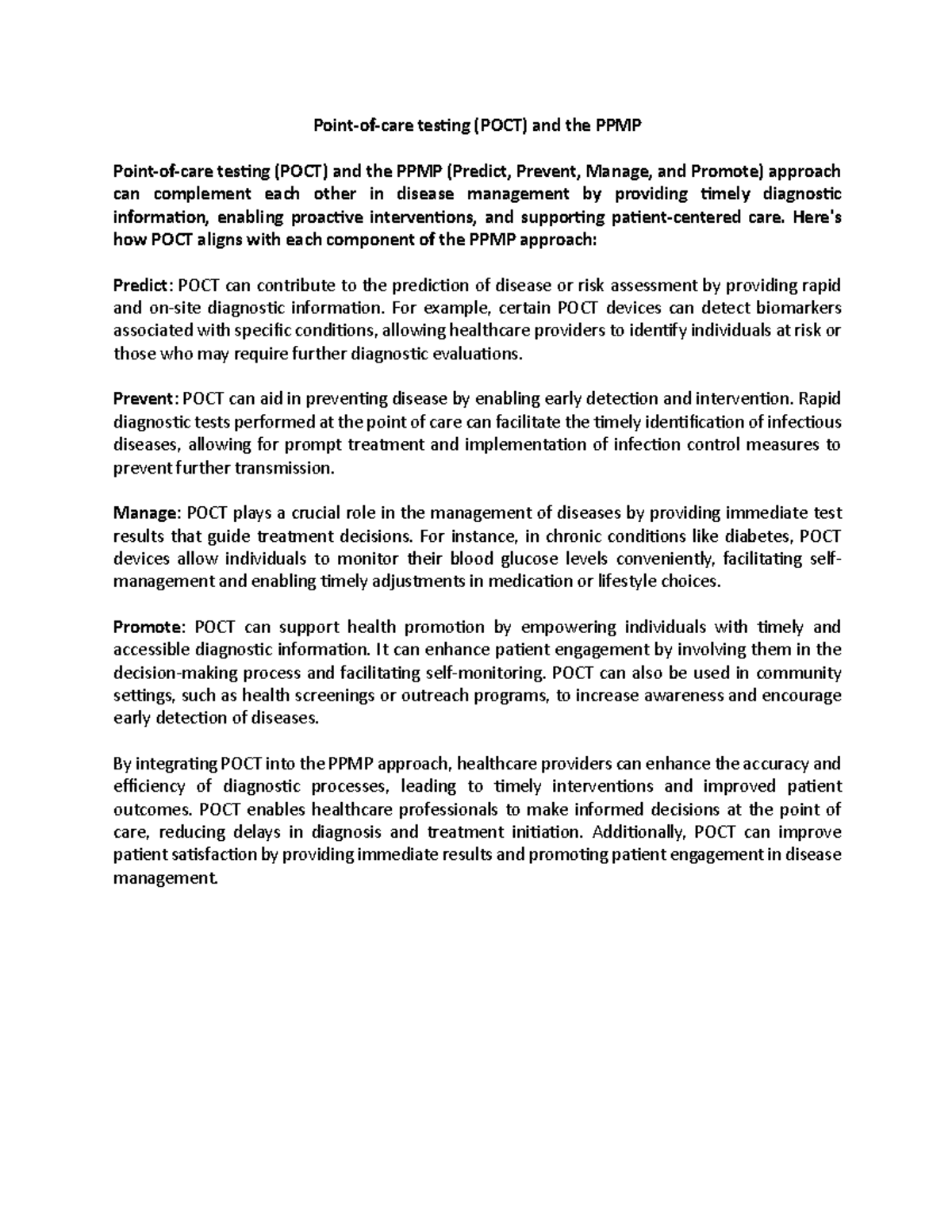 Point of care testing (POCT) and PPMP supplememtary file 2 - Point-of ...