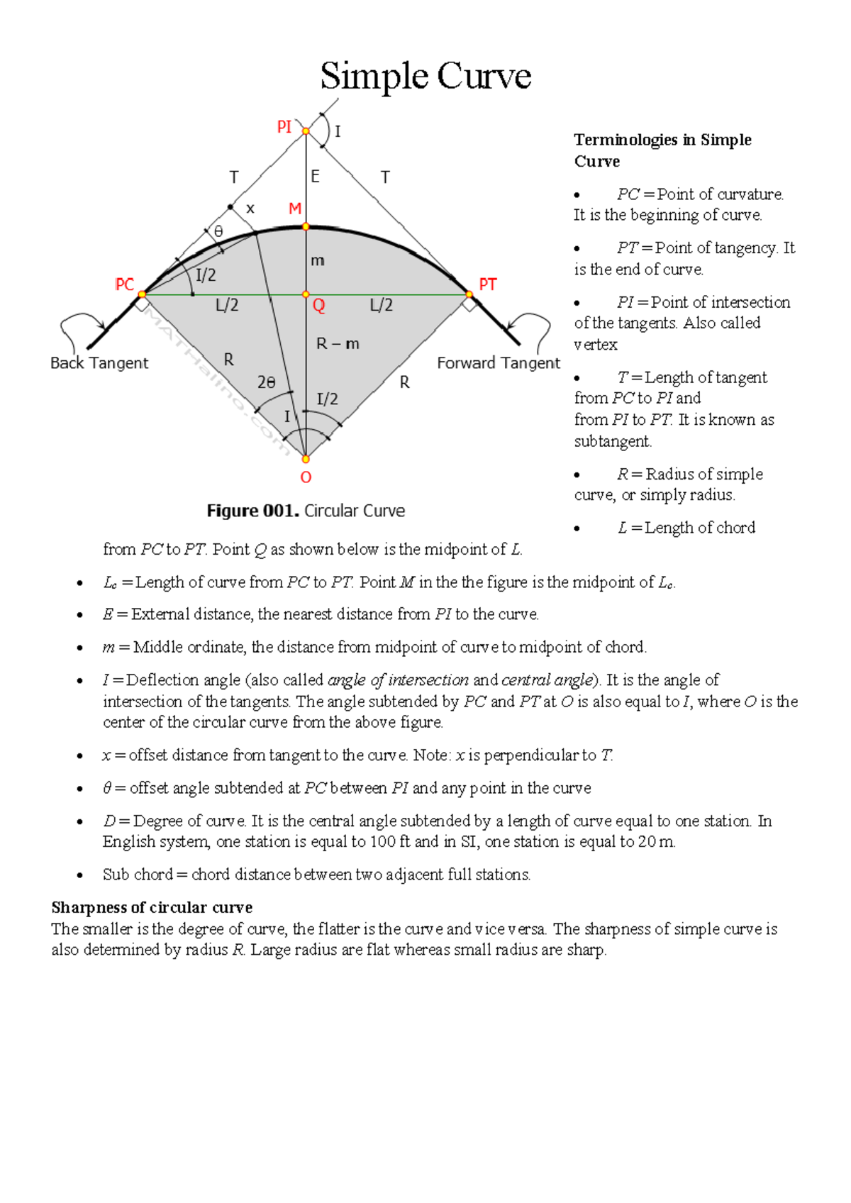 Reviewer sa surveying - HIGHWAY CURVES - Simple Curve Terminologies in ...
