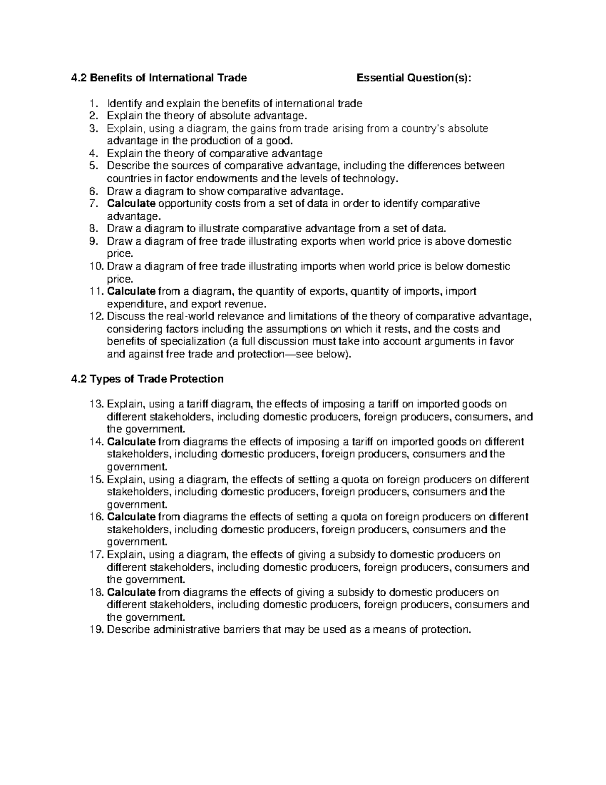 Section 4.1 4.2 4.3 Essential Questions - 4 Benefits of International ...