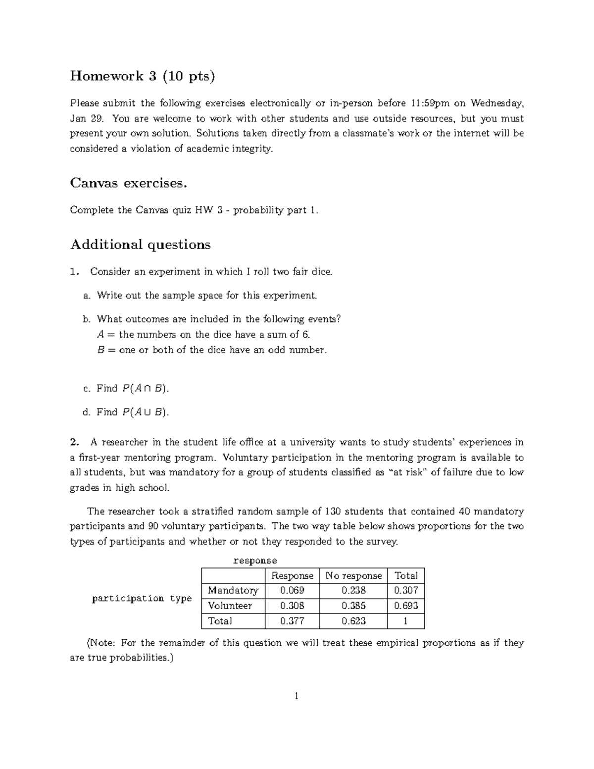 Homework Assignment - Homework 3 (10 pts) Please submit the following ...