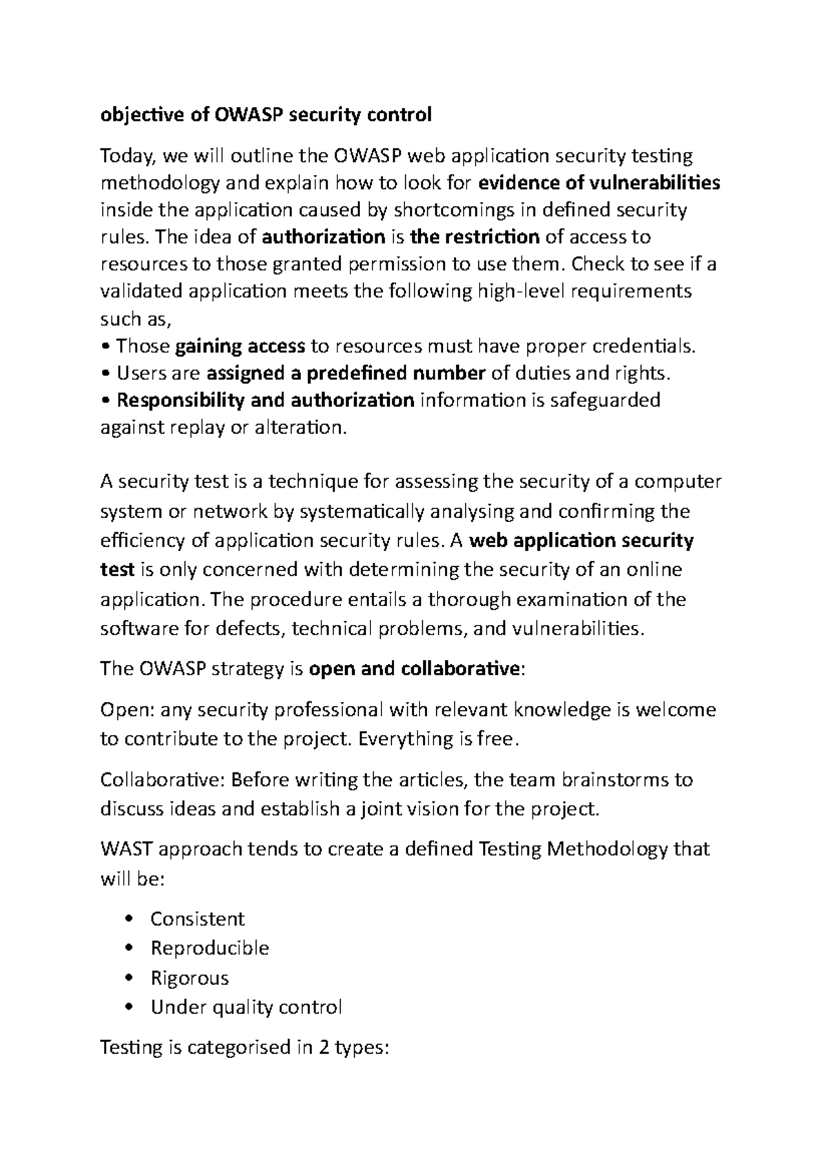 Objective of Owasp security control - objective of OWASP security ...
