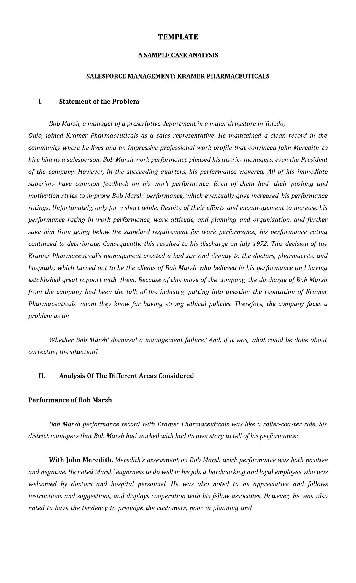 CASE Analysis Template 637649446 - TEMPLATE A SAMPLE CASE ANALYSIS ...