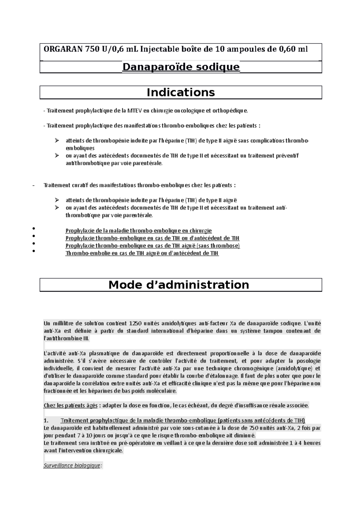 Orgaran 750 U - ORGARAN 750 mL Injectable de 10 ampoules de 0,60 ml ...