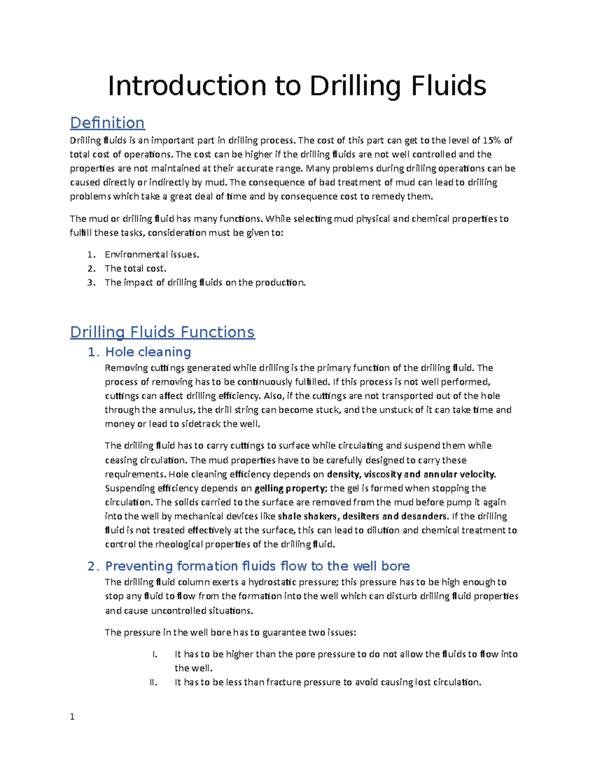 Drilling Fluid Course - Introduction to Drilling Fluids Definition ...