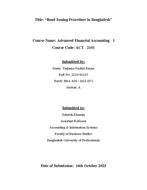 Applied Business Statistics assignment - Bangladesh University of ...