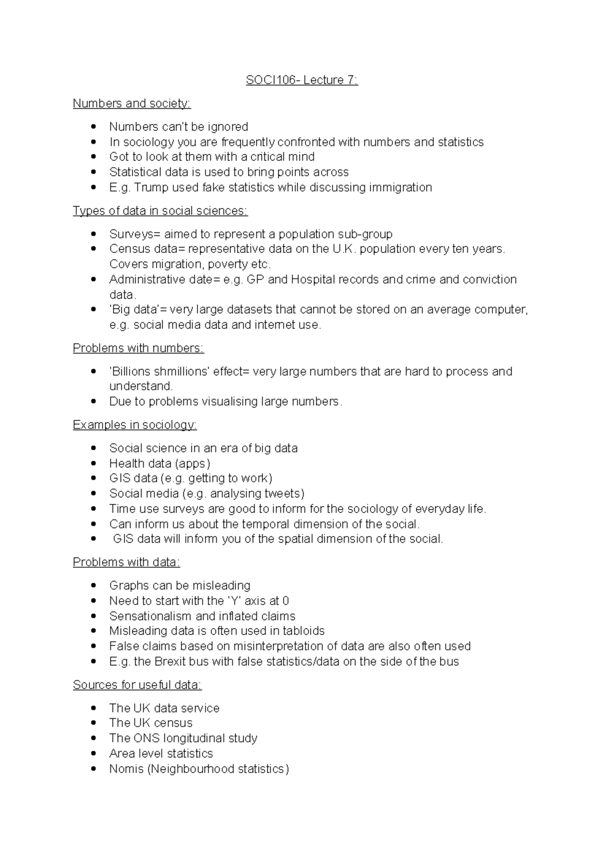 SOCI106- lecture 7 - numbers and society - SOCI106- Lecture 7: Numbers ...