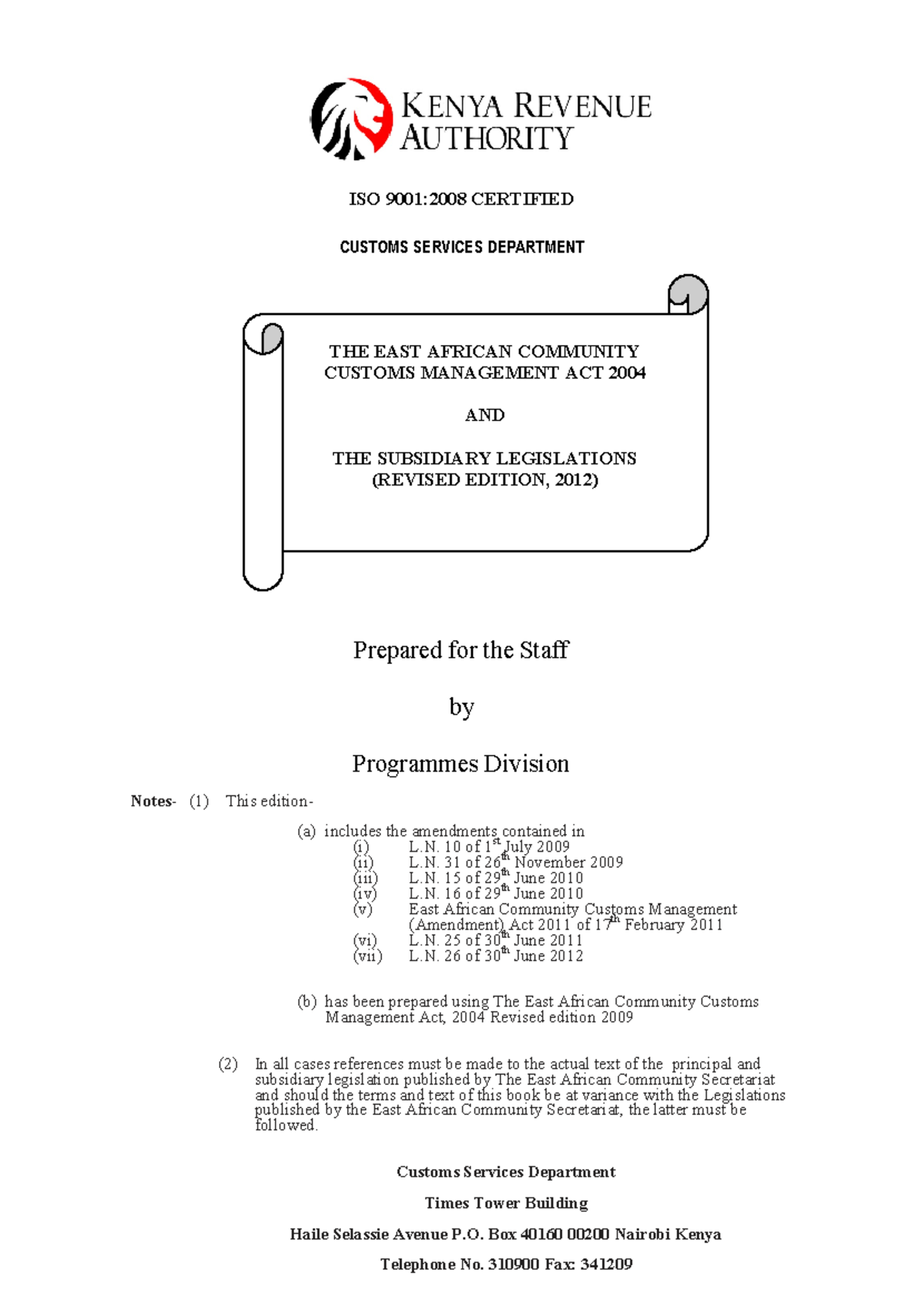 Customs Management Act - ISO 9001:2008 CERTIFIED CUSTOMS SERVICES ...