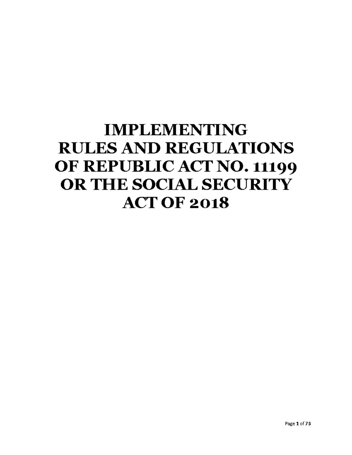 IRR RA11199 SS Act of 2018 - IMPLEMENTING RULES AND REGULATIONS OF ...