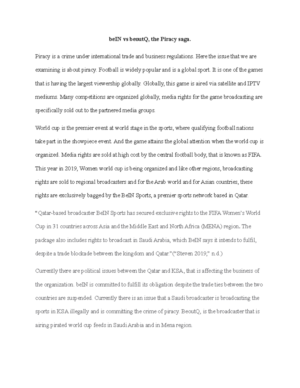 Discussion Paper - It is combined document - beIN vs beoutQ, the Piracy ...