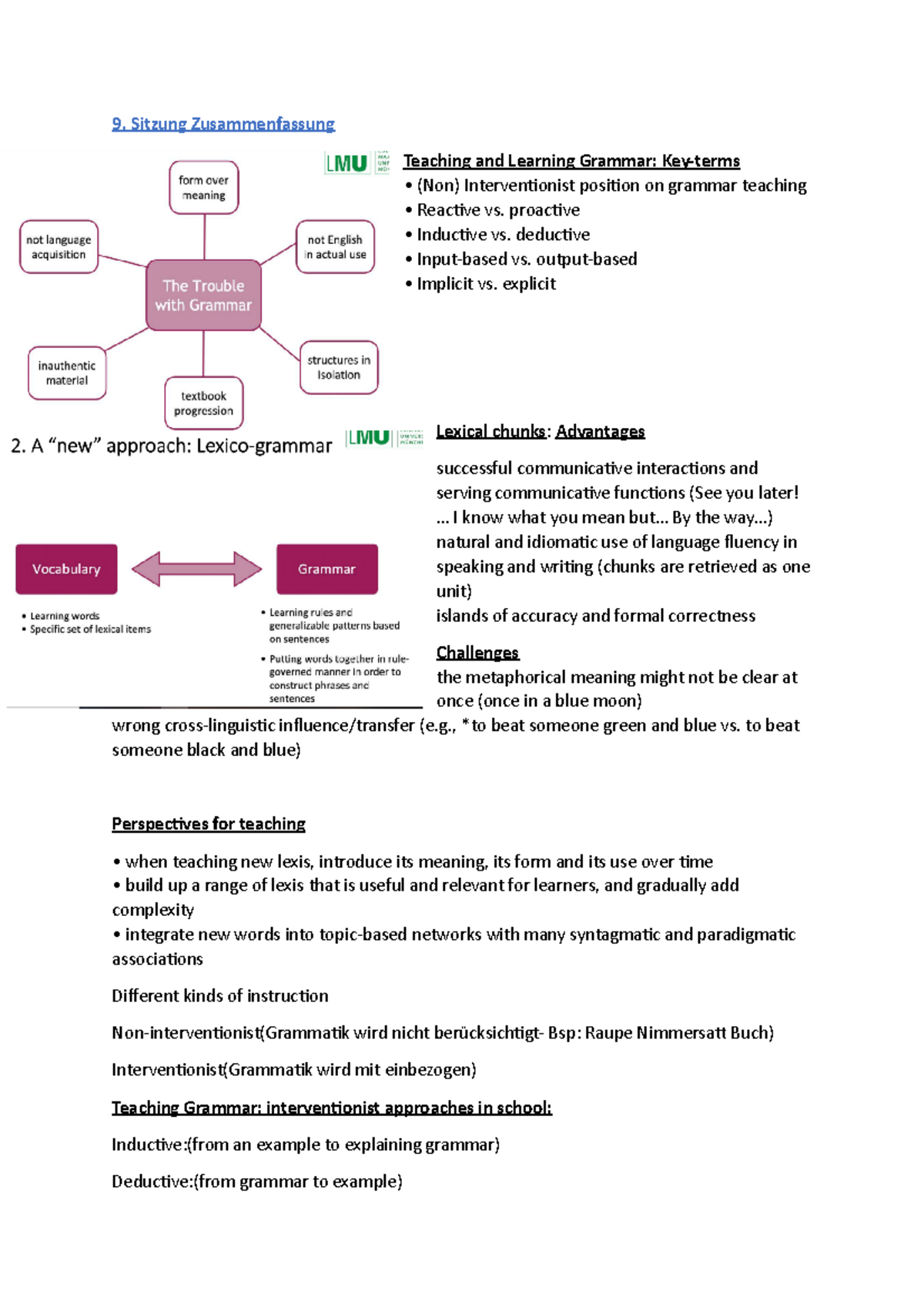 9. Zusammenfassung - Sitzung Zusammenfassung Teaching and Learning ...